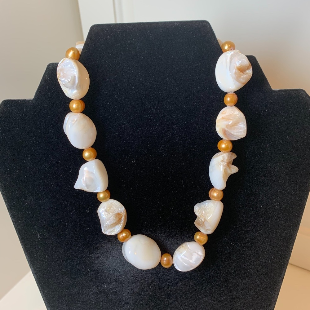 16" Fw Pearl & Mother Of Pearl Choker - Gem